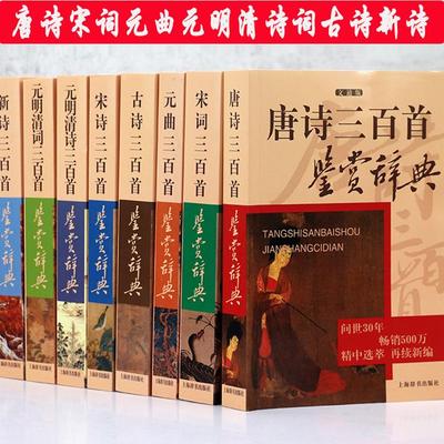 【8册】唐诗宋词元曲古诗宋诗元明清诗元明清词三百首鉴赏辞典（上海辞书出版社文通版）中国古诗词鉴赏书籍