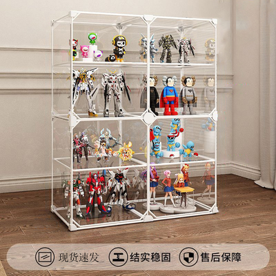 手办展示柜加高大容量透明积木收纳盒加宽家用玩具防尘模型收纳柜