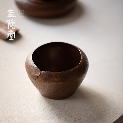 圭隐堂手工纯铜建水洗水中式轻奢复古家用茶渣桶茶废水盂杯洗茶洗
