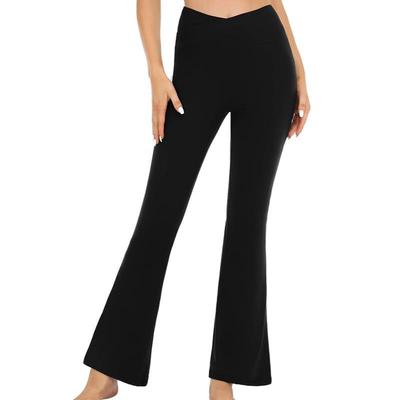 Flared Leggings High Waist Crossover Women Yoga Pants Belly