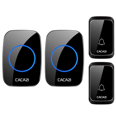 CACAZI卡佳斯A06-DC二拖二无线门铃家用防水闪光门铃直流电全用电