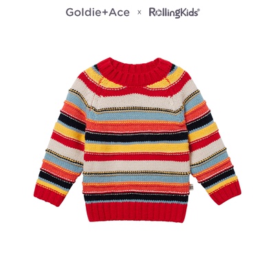 Goldie+Ace 儿童彩色条纹针织毛衣宽松长袖百搭上衣丨RollingKids