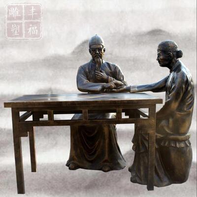 玻璃钢仿玻诊璃钢铜人雕塑塑医院店仿树脂中医文化物把脉脉雕塑摆