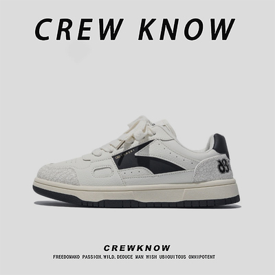 【法国CREW KNOW专柜】板鞋运动休闲系带透气春秋青年平跟圆头鞋