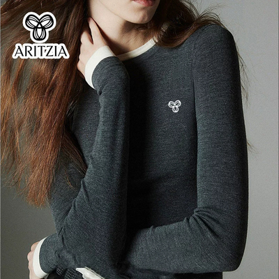 加拿大Aritzia TNA160s黄金羊毛120s可水洗假两件多领针织打底T恤