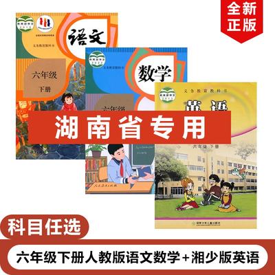 【湖南地区专用】2025六年级下册人教版语文数学+湘少版英语书全套3本教材教科书 小学6六年级下册语文数学人教版英语湘少版全套书