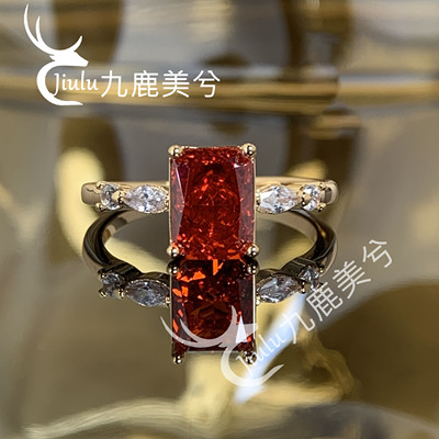高级闭口冰花切钻戒2克拉中国红雷迪恩18K金戒指镶6*8培育高碳钻