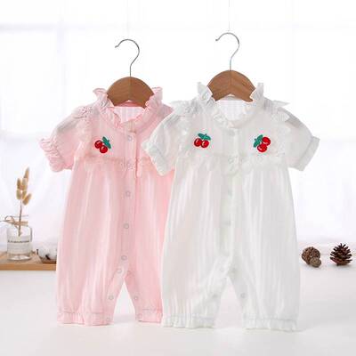 Female baby clothes summer baby onesie hoodie short sleeve c