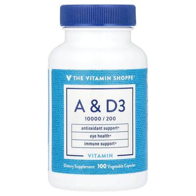 The Vitamin Shoppe,维生素 A 和 D3，100 粒素食胶囊