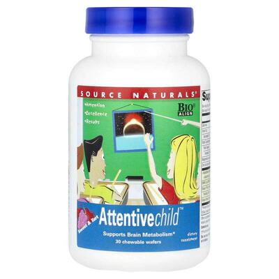 源美,Attentive Child™，酸甜，30 片咀嚼片