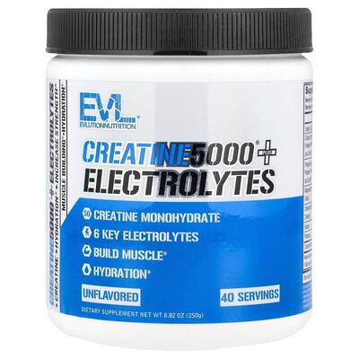 EVL,Creatine5000® + 电解质，原味，8.82 盎司（250 克）