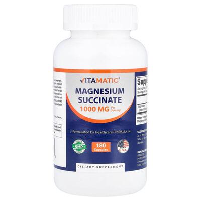 Vitamatic,Magnesium Succinate, 180 Capsules (500 mg per Caps
