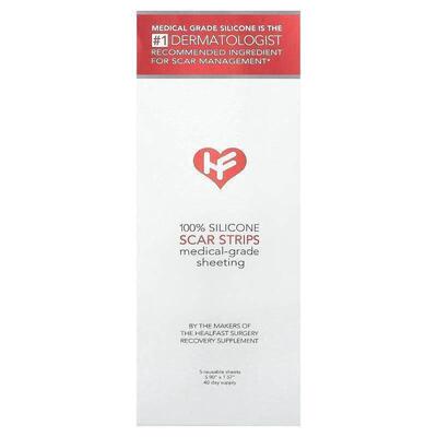Healfast,100% Silicone Scar Strips , 5 Reusable Sheets