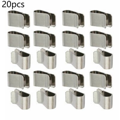 20pcs Stainless Steel Cable Clip Silver Tone Solar Photovolt