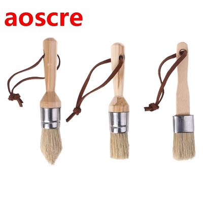 3 Pcs Round and Flat and Pointed Chalk Paint Wax Brush Ergon