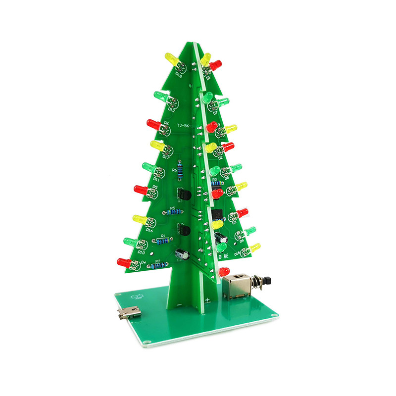 Three-Dimensional 3D Christmas Tree LED DIY Kit Red/Green/Ye_虎窝淘