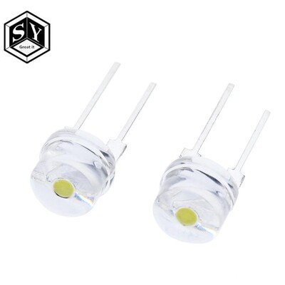 10PCS NEW F8 8mm 0.5W 3.0-3.2V Straw hat LED White Super bri