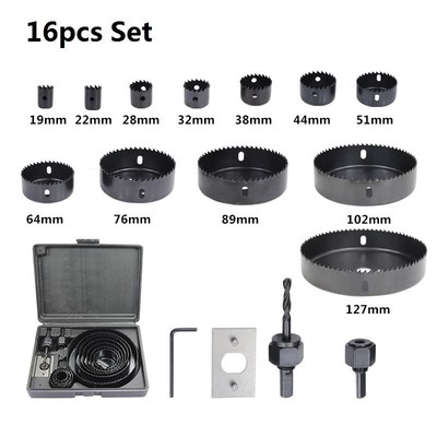 XCAN Wood Drill Bit Set 8/11/16pcs Hole Saw Drill Cutter Car