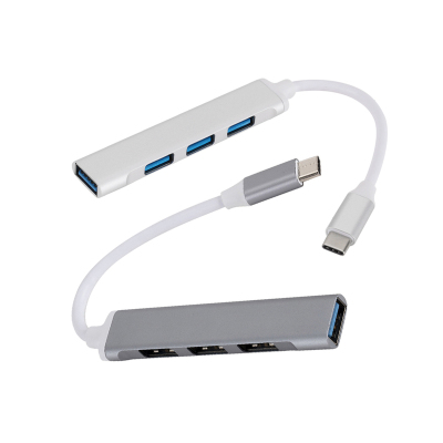 Portable USB Type C HUB Extender Aluminum Alloy 4 Ports Mult