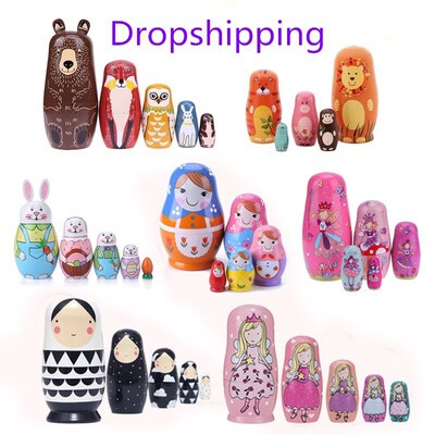 1 Set Wood Russian Nesting Dolls Matryoshka Dolls Babushka H