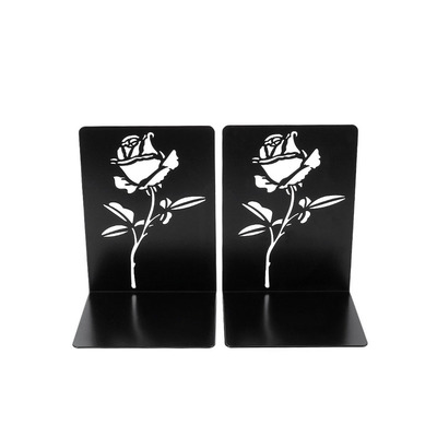1pair  Out File Divider Alloy Book End Rose Design L Shape H