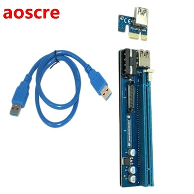 Pci-E 1X to 16X Adapter Card, 4Pin+Sata Dual Interface Minin