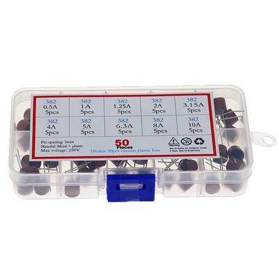 50Pcs/Box 10 Kinds Square Fuse Plastic 382 Electrical Assort