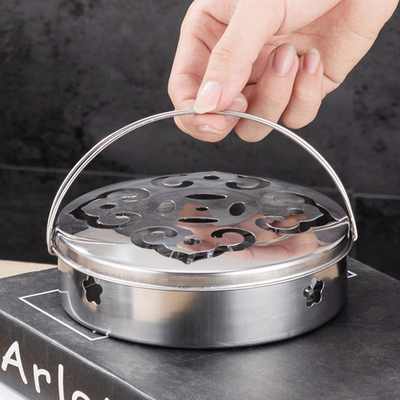 Round Mosquito Coil Box Stainless Steel Mosquito Coil Case w