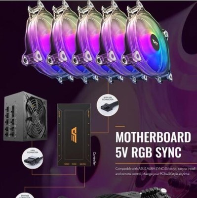 Aigo  CF8 Computer PC Case RGB Fan Clear Frame 120mm Fans Qu