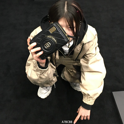 24s新款小香vanity case相机包C家牛皮菱格链条单肩斜挎手提包女