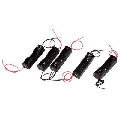 5Pcs 1 x 1.5V AA Cable Holder Case Storage Box Black + Red