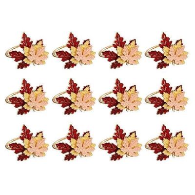 12 Pcs Maple Leaves Napkin Rings,Napkin Rings Holders,For
