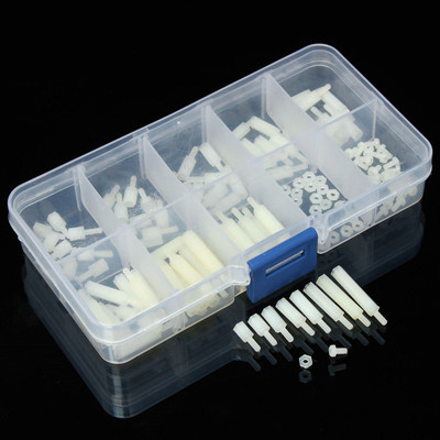 140Pcs  M2NH2 M2 White Nylon Hex Spacers Screws Nuts Nylon P