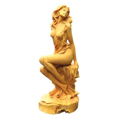 Beautiful Women Boxwood Statue Gift Hand Carving Office