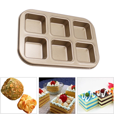 Muffin Cake Pan 6-Cavity Square Non-Stick Cupcake Tray