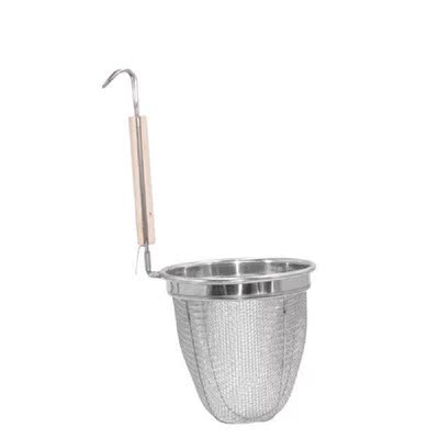 Stainless Steel Strainer Basket Wooden Handle Fine Mesh