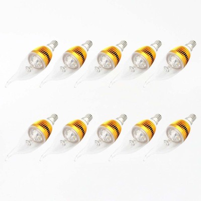 10 pcs 3W E14 270LM 2800K ~ 3000K Warm White LED Candle Lamp