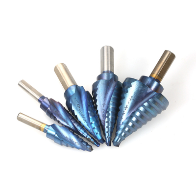 5pcs Step Drill Spiral Groove Triangular Shank Stepped