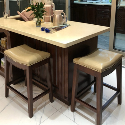 American Bar Chairs Solid Wood Bar Stool Leather High Chair