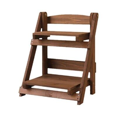 Foldable Wooden Plant Stand 2 Tiers Flower Pot Rack Planter
