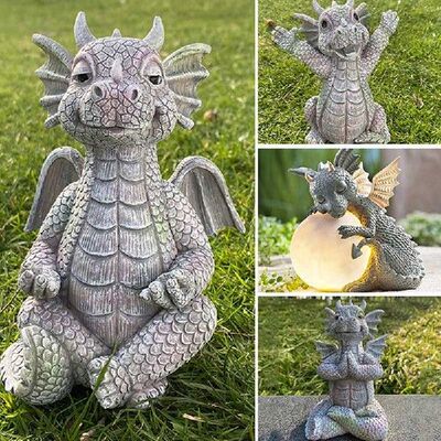 Small Dinosaur Meditate Buddha Sculpture Resin Ornament