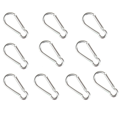 10 Silver S Carabiner Camp  Snap Clip Hook Keychain Keyring