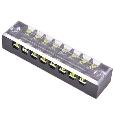 15A 600V 8 Positions Dual Rows Covered Barrier Screw Termina