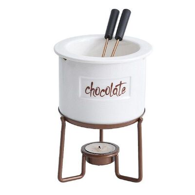 Fondue Pot Set Mini DIY Heating Ceramic Chocolate Melting Po