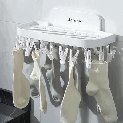 17 Clip Hanger Foldable Plastic Socks Towels Cloth Hanger