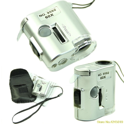 60X Microscope Illuminated Magnifier Glass Jeweler Loupe Len