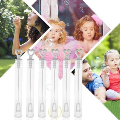 100pcs Love Heart Wand Tube Bubble Soap Bottle Playing Fun