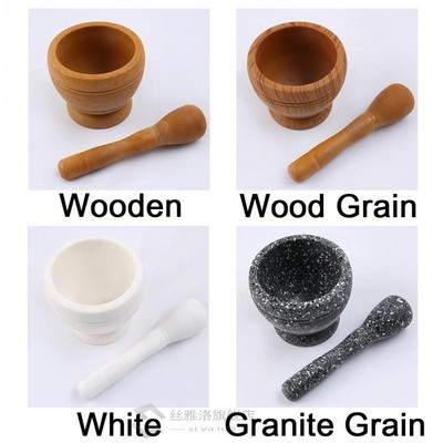 Pestle Grinder Wooden White Granite Spice Grinder Mortar Gri