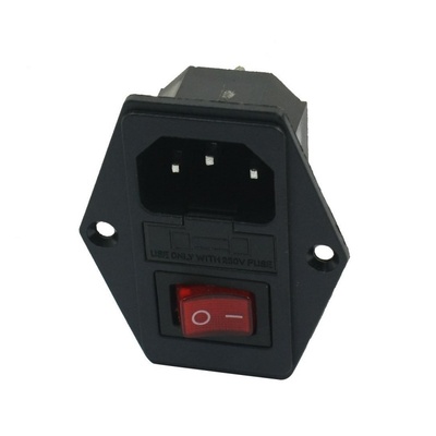 Red light concentrator switch IEC 320 C 14 outlet AC 250 V 1
