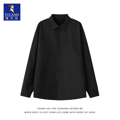 啄木鸟美式潮流灯芯绒长袖衬衫男